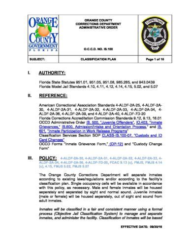 Jail Classification Information Bryce A Fetter