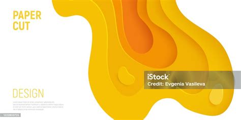 3d 점액 추상배경과 노란색 파도 레이어노란색 종이 컷 배너 브로셔 및 전단지에 대한 추상 레이아웃 디자인 종이 아트 벡터 일러스트레이션 3차원 형태에 대한 스톡 벡터 아트