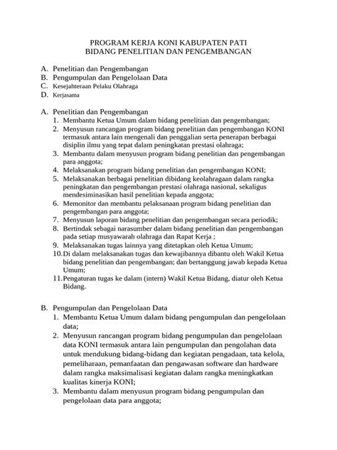Program Kerja Litbang Koni Kabupaten Pati 2024 Pdf