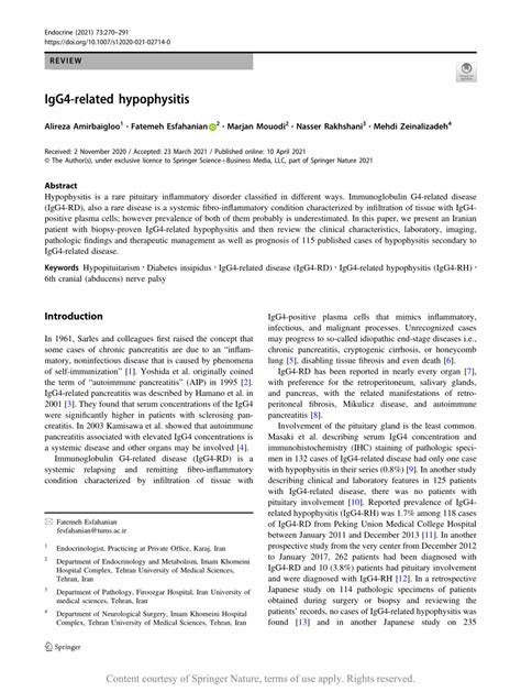 Igg4 Related Hypophysitis Request Pdf