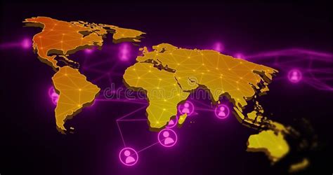 Global Network Connections Animation Over World Map With Glowing Icons Stock Footage Video Of