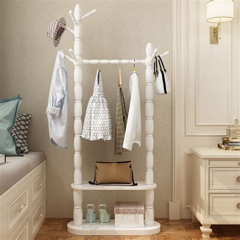 衣架落地实木衣帽架简约现代挂衣架卧室简易挂衣服架多功能置物架虎窝淘