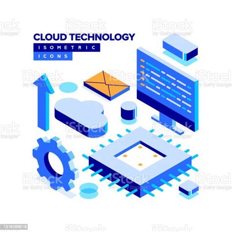 클라우드 기술 아이소메트릭 웹 배너 개념 및 3차원 디자인 3차원 형태에 대한 스톡 벡터 아트 및 기타 이미지 3차원 형태 Cpu 네트워크 보안 Istock