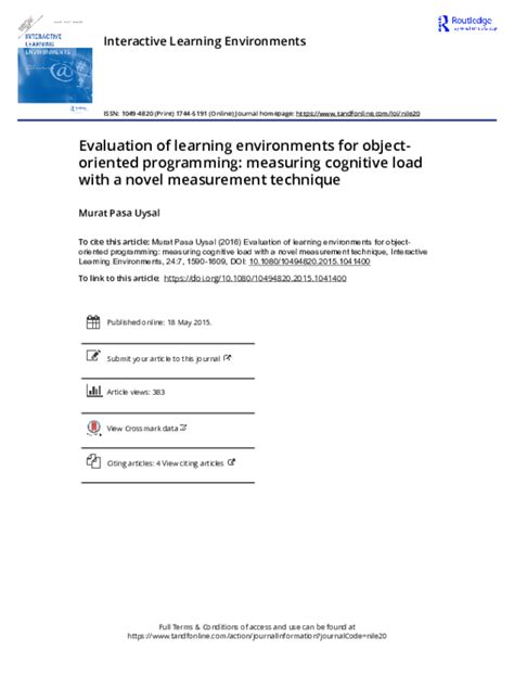 Pdf Evaluation Of Learning Environments For Object Oriented