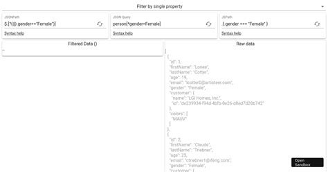 Json Querying Example Forked Codesandbox