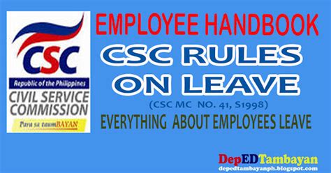Csc Rules On Leave Handbook Depedtambayanph