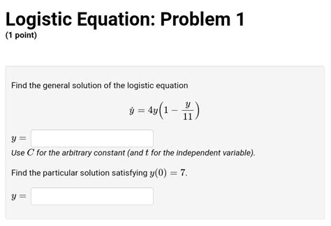 Solved Logistic Equation Problem 1 1 Point Find The
