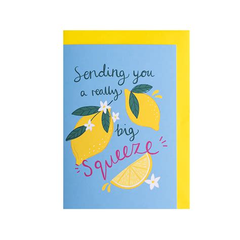 Sending You A Really Big Squeeze Botanical Lemon Card Laura Barnes Shop