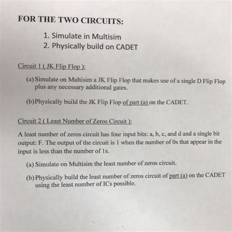 for the two circuits 1 simulate in multisim 2
