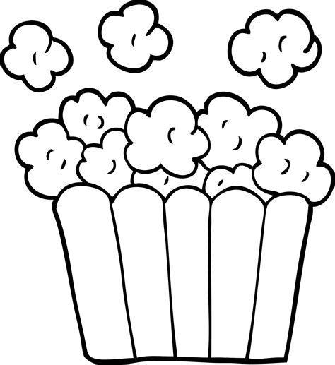 Line Drawing Cartoon Popcorn 12152186 Vector Art At Vecteezy