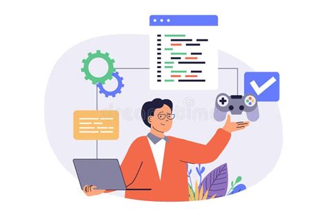 Video Game Developer Web Concept With Flat Cartoon People For Website