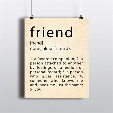 Typography Art Poster Friend Definition Print Friendship Etsy