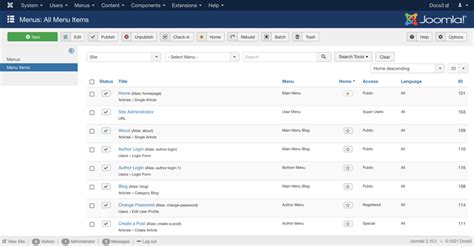 Help310 Menus Menu Item Manager Joomla Documentation