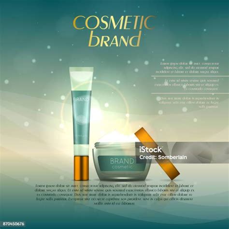 벡터 플레어 효과와 부드러운 빛 배경에 3d 화장품 그림 아름다움 현실적인 화장품 제품 디자인 서식 파일입니다 공단에 대한 스톡 벡터 아트 및 기타 이미지 Istock