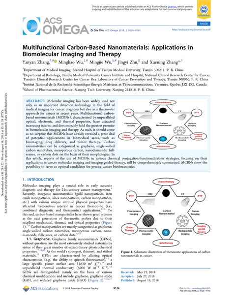 Pdf Multifunctional Carbon Based Nanomaterials Applications In Biomolecular Imaging And Therapy