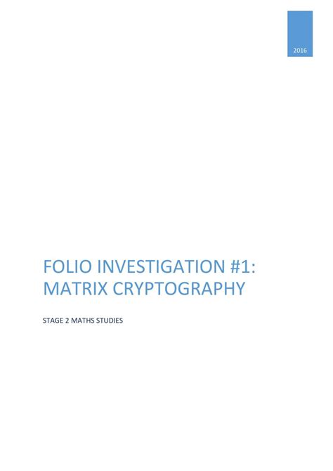 Folio Investigation Matrix Cryptography Mathematical Methods Year 12 Sace Thinkswap
