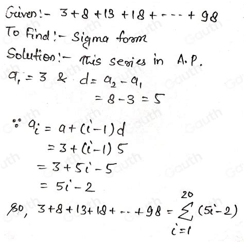 Solved Write The Series In Sigma Form Using I 1 As The Lower Value Of The Summation Variable