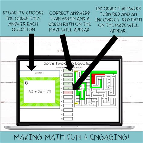 Solve Two Step Equations Digital Self Checking Maze