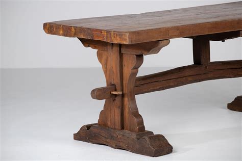 19th Century French Provincial Oak Farmhouse Dining Table Rustic For