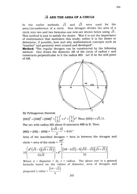 Pdf Square Root Of 5 And The Area Of Circle 52nd Proof