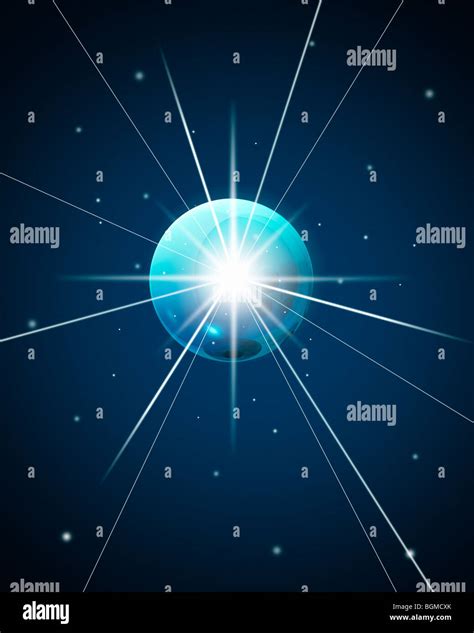 Abstract Image Of A Reflective Sphere And Radiating Beams Of Light