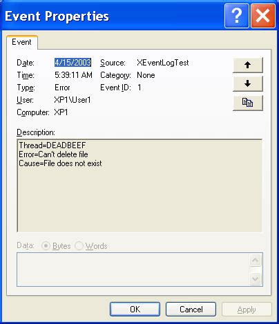 Event Logging Part I XEventLog Basic NT Event Logging CodeProject