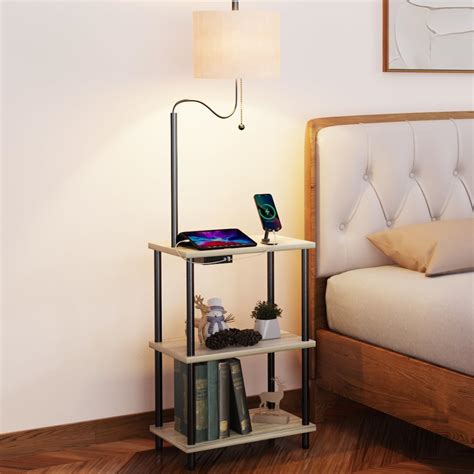Addlon End Table Lamp With Charging Station 2 Usb And 1 Port Floor