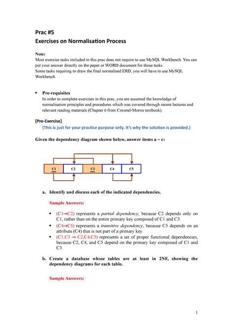 Prac05 Normalisation Prac Exercises On Normalisation Process Note Most Exercise Tasks