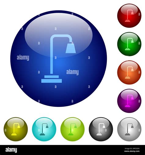 Street Lamp Icons On Round Glass Buttons In Multiple Colors Arranged