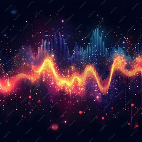 Flat Glowing Abstract Digital Waveforms With Sound Bars Concept As An