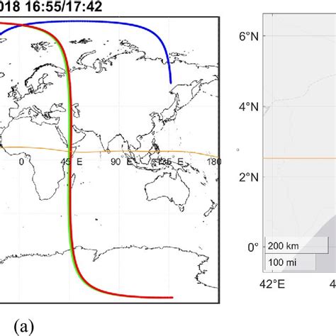 Ground Projection Of Swarm A Green B Blue And C Red Satellites Download Scientific