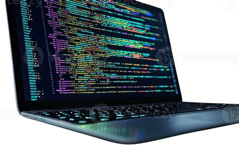 A Sleek Laptop Displaying Colorful Lines Of Code On Its Screen