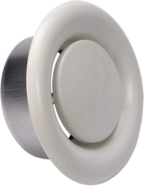 Diffusore da Soffitto Rotondo Bianco Ø10 cm Valvola a Disco Regolabile in Metallo Aeratore