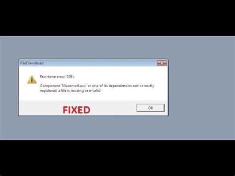 Easiest Way To Fix Mscomctl Ocx Runtime Error 399 Windows Diary