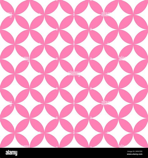 Pink On White Cute Geometric Pattern Overlapping Circles And Ovals