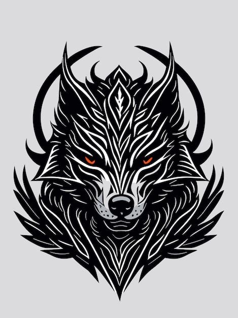 터 화난 ⁇ 대 머리 실루 ⁇ 신화 로고 단색 디자인 스타일 미술 작품 일러스트레이션 프리미엄 벡터