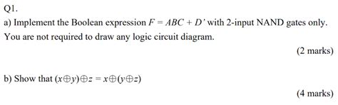 Solved Q A Implement The Boolean Expression F ABC D Chegg