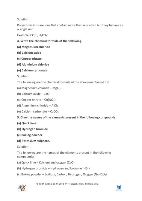 Ncert Solutions For Class 9 Science Chapter 3 Atoms And Molecules