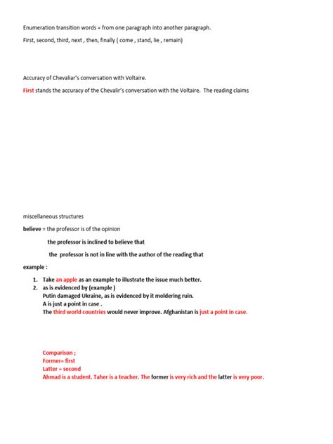 Transition Words And Sentence Structures Pdf