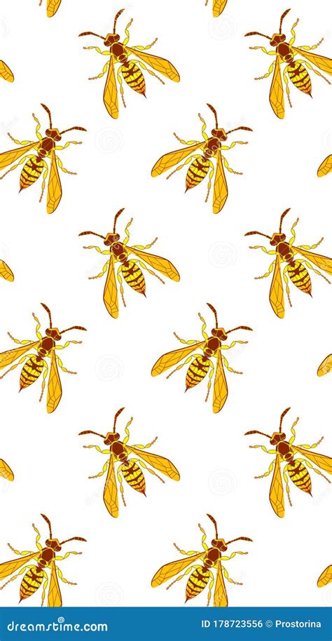 Wasp Insect Vertical Seamless Wallpaper Dangerous Yellow Bugs Cover On