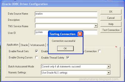 Oracle ODBC Driver Configuration In Windows XP JAVAbyNATARAJ