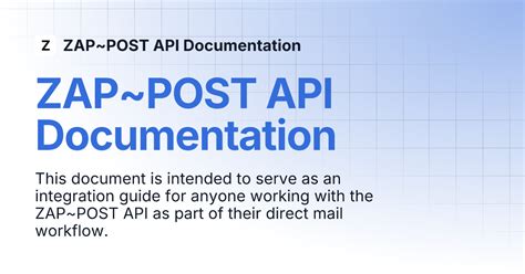 Zap~post Api Documentation Zap~post Api Documentation
