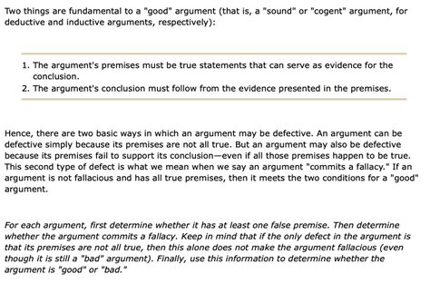 Two Things Are Fundamental To A Good Argument That