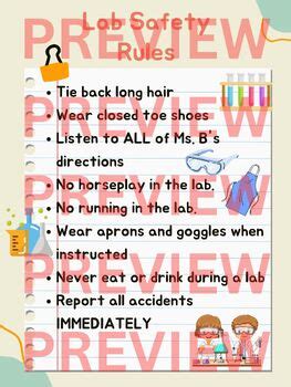 Lab Safety Rules Poster By AniEducationalResources TPT