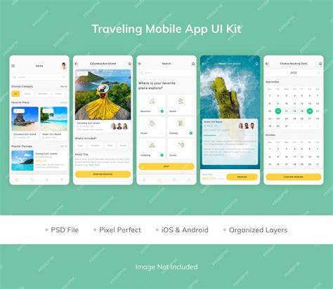 Premium Psd Traveling Mobile App Ui Kit