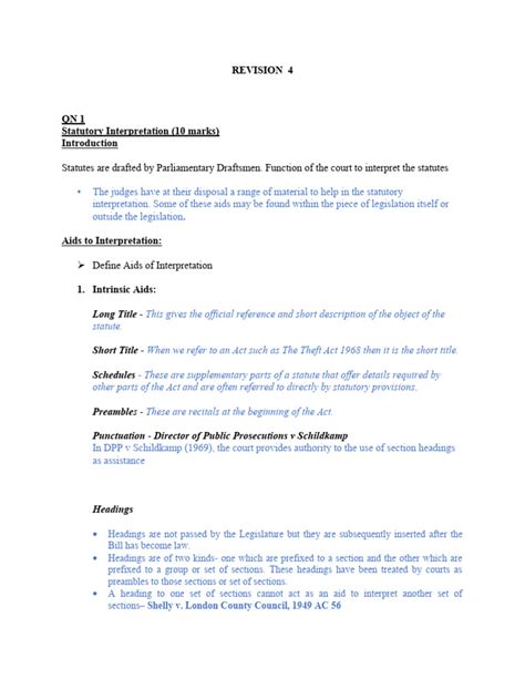 Statutory Interpretation Revision 4 Pdf Statutory Interpretation Justice