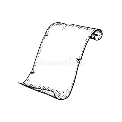 Hand Drawn Paper Scroll Parchment Sketch Style Opened Ancient Manuscript Roll Stock Vector