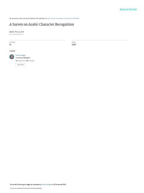 a survey on arabic character recognition pdf optical character