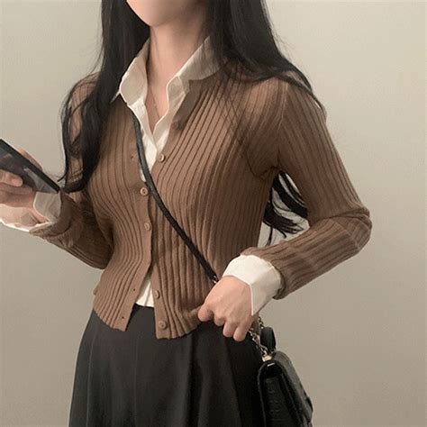 [굿원단 슬림핏] 3kg 이너로 딱 골지 트임 니트가디건 6color 에이블리