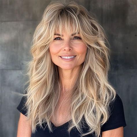 Blonde Shag Bob Wig With Bangs Mid Length Layered Shag Face Framing